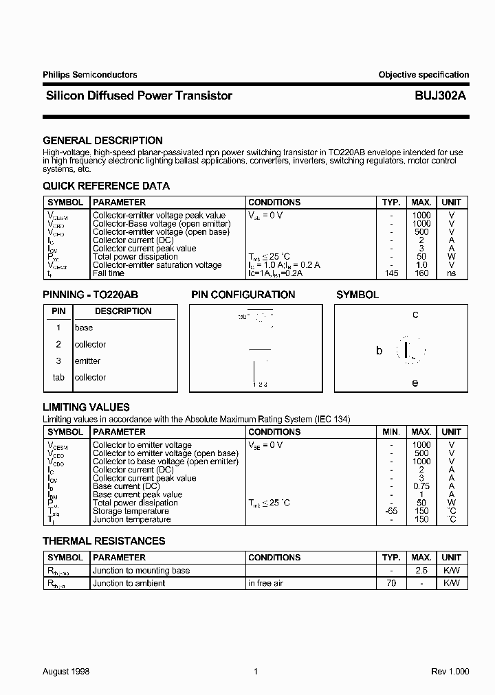 BUJ302A_425475.PDF Datasheet Download --- IC-ON-LINE