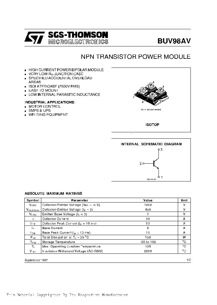 BUV98AVNBSP_400408.PDF Datasheet Download --- IC-ON-LINE