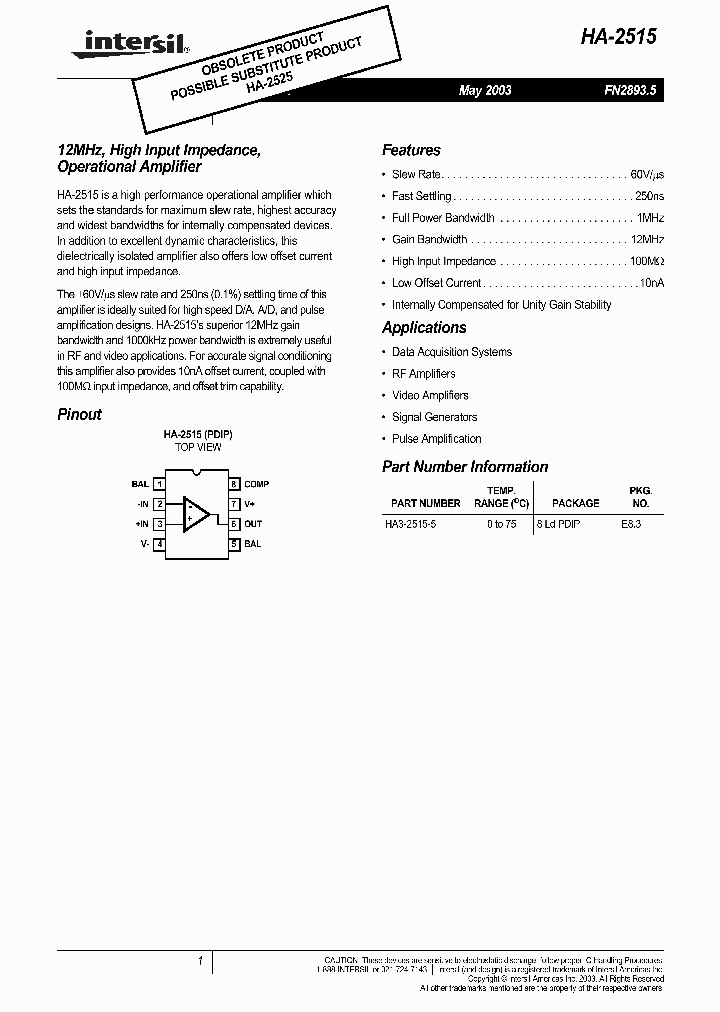 HA3-2515-5_434732.PDF Datasheet Download --- IC-ON-LINE