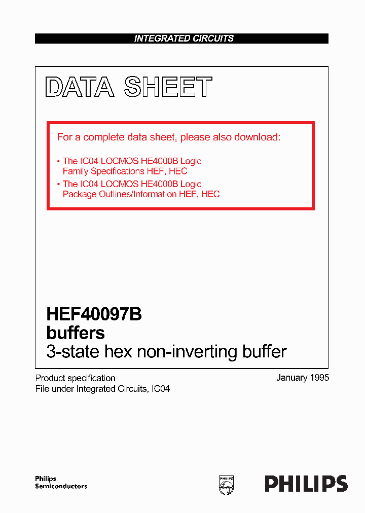 HEF40097_128198.PDF Datasheet Download --- IC-ON-LINE