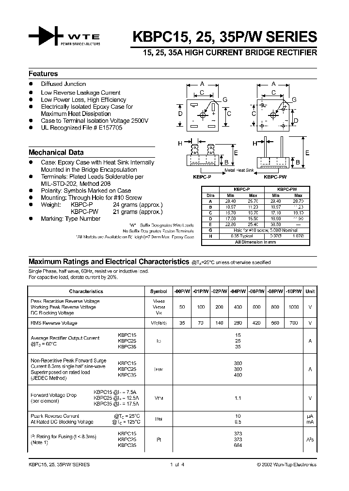 KBPC3500P_119373.PDF Datasheet Download --- IC-ON-LINE