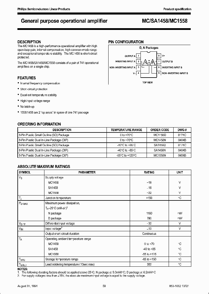 MC1458_406210.PDF Datasheet Download --- IC-ON-LINE