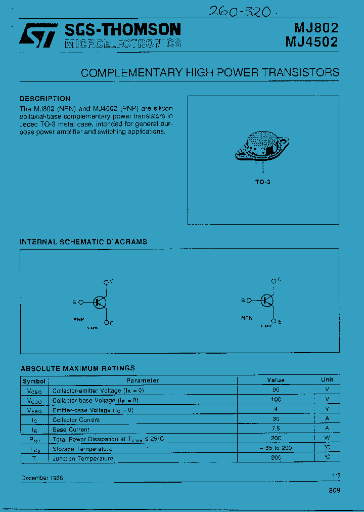 MJ802_406155.PDF Datasheet Download --- IC-ON-LINE