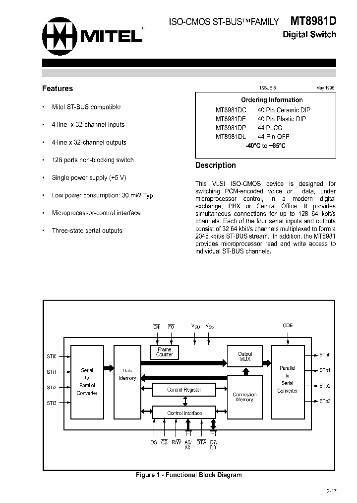MT8981D_9601.PDF Datasheet Download --- IC-ON-LINE