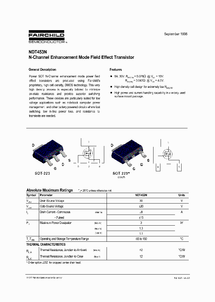 NDT453N_396768.PDF Datasheet Download --- IC-ON-LINE