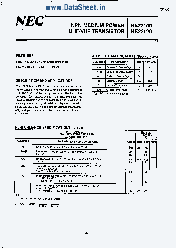 NE22100_429410.PDF Datasheet Download --- IC-ON-LINE