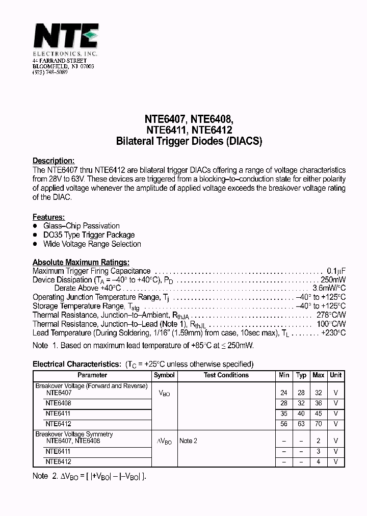 NTE6408_391877.PDF Datasheet Download --- IC-ON-LINE