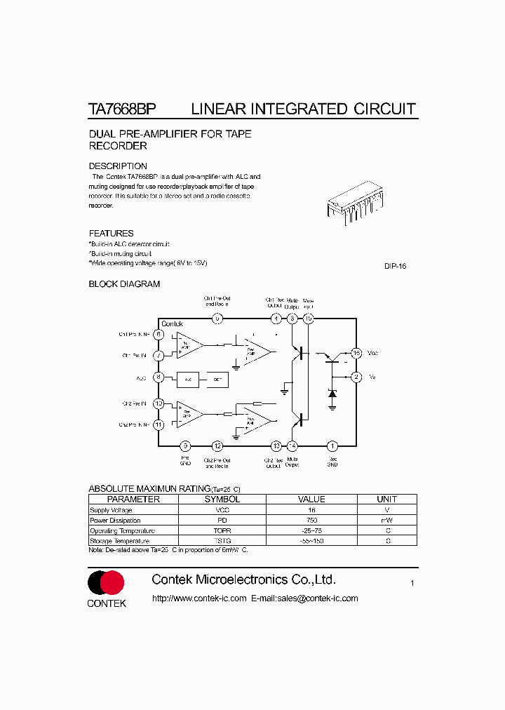 TA7668BP_417423.PDF Datasheet Download --- IC-ON-LINE