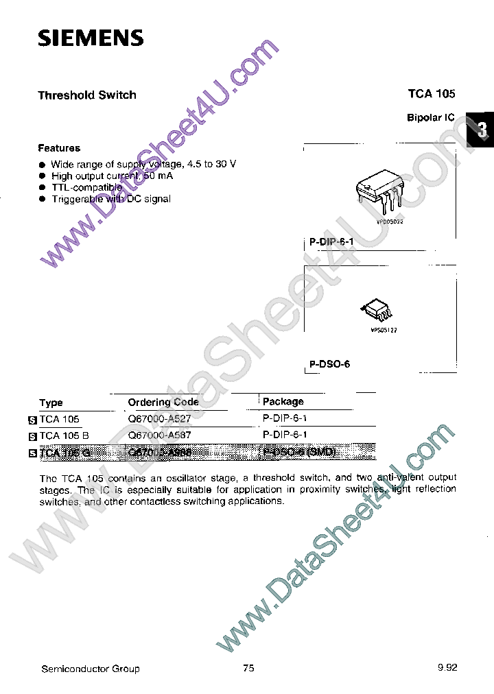 TCA105_403117.PDF Datasheet Download --- IC-ON-LINE