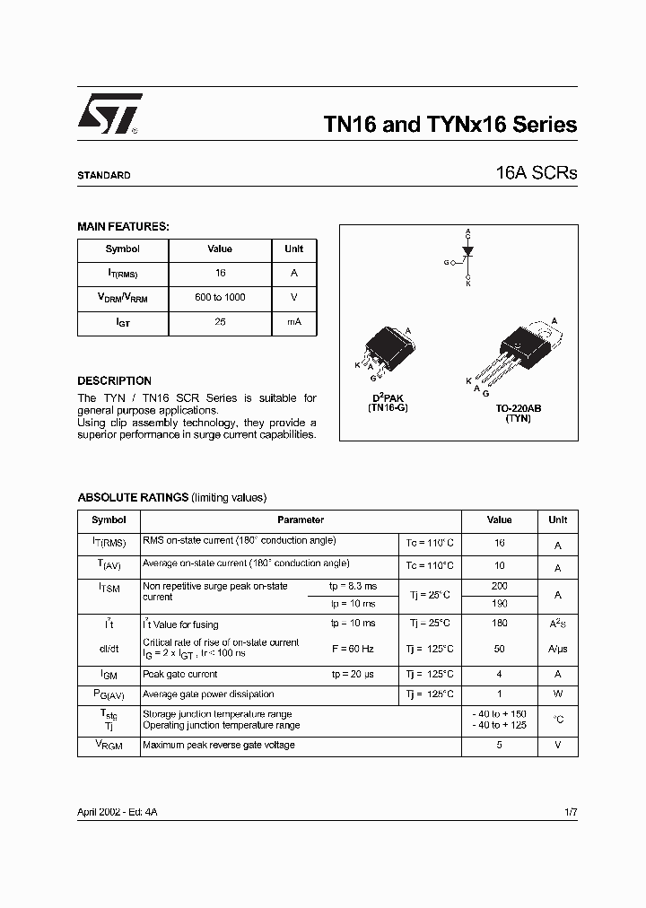 TYN416_395379.PDF Datasheet Download --- IC-ON-LINE
