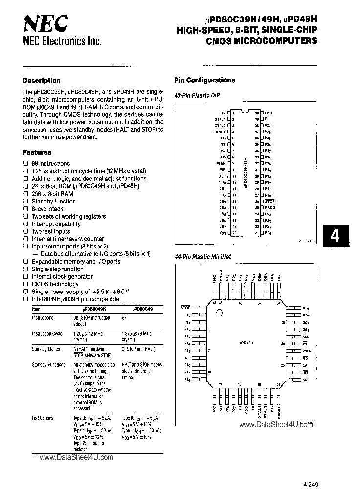 UPD80C39H_424059.PDF Datasheet Download --- IC-ON-LINE