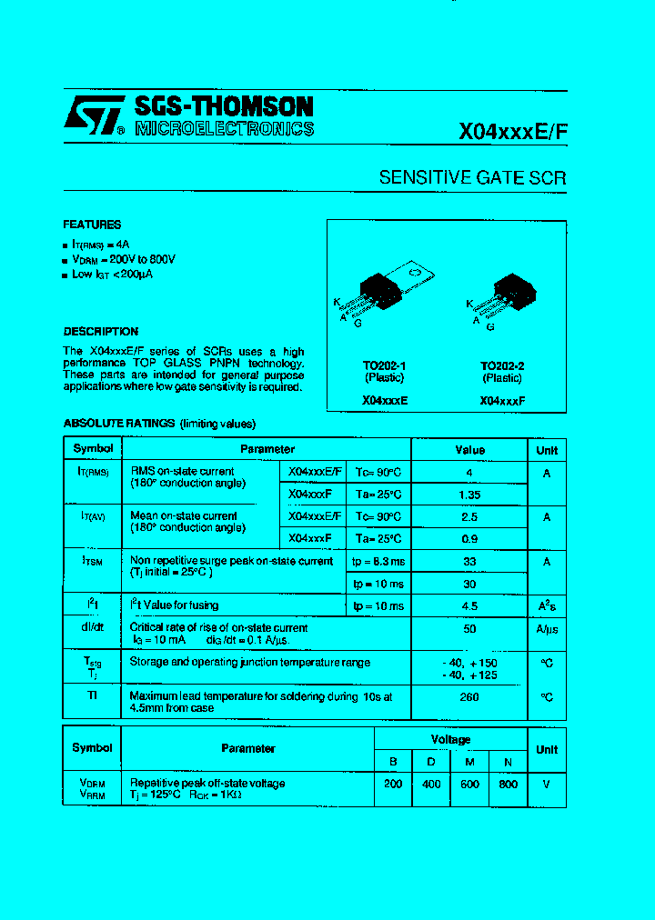 X0405ME_397235.PDF Datasheet Download --- IC-ON-LINE