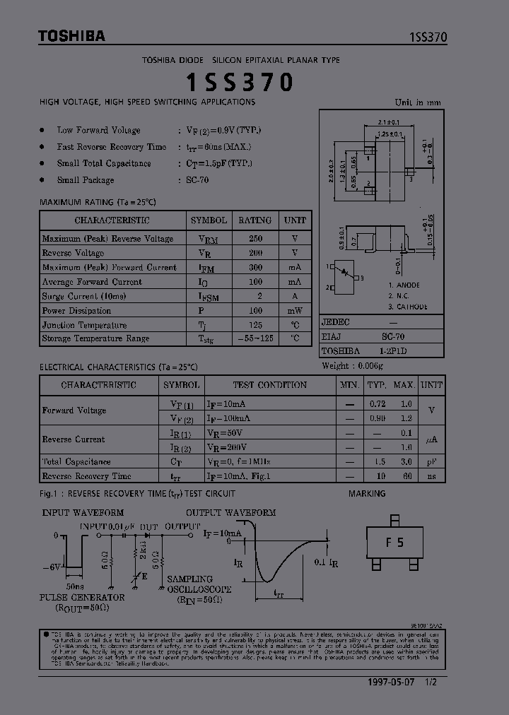 1SS370_464391.PDF Datasheet Download --- IC-ON-LINE
