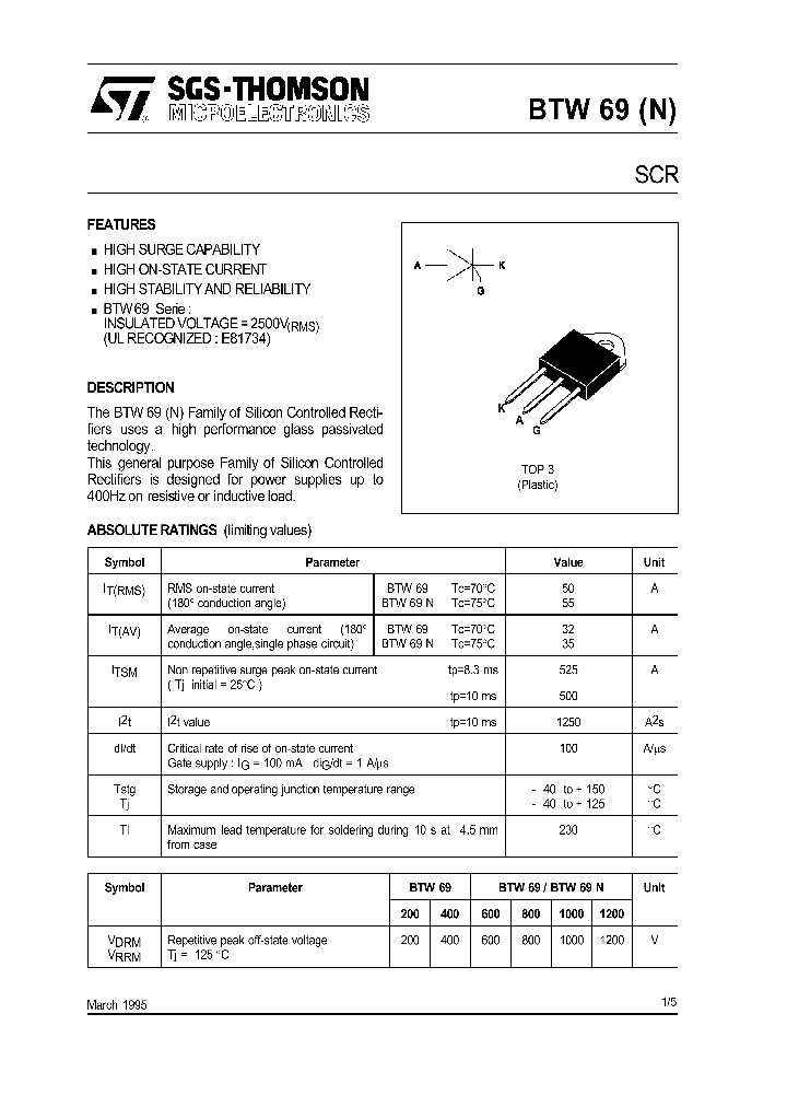 BTW69200_483232.PDF Datasheet Download --- IC-ON-LINE
