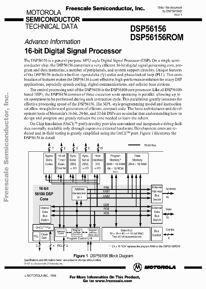 DSP56156_472525.PDF Datasheet Download --- IC-ON-LINE
