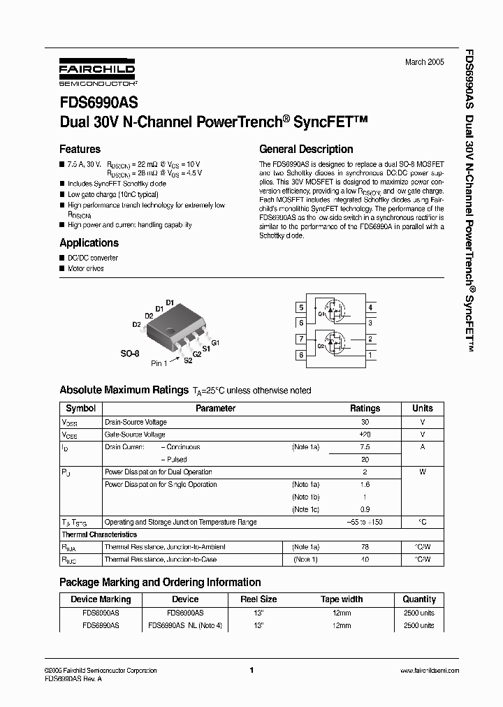 FDS6990AS_474165.PDF Datasheet Download --- IC-ON-LINE