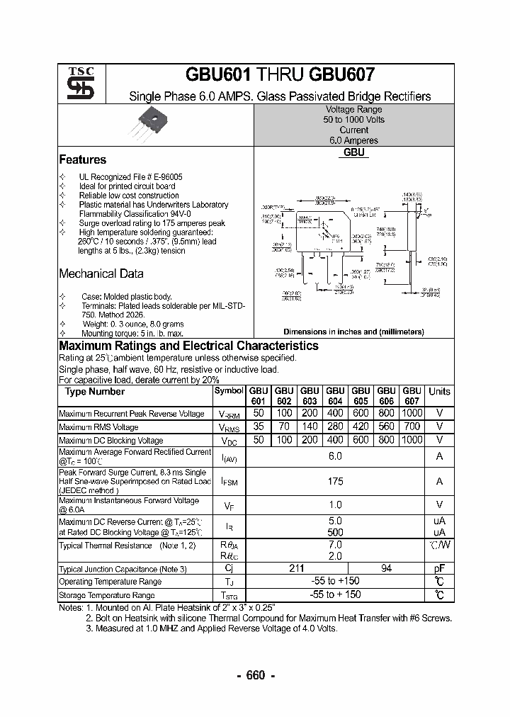 GBU605_445146.PDF Datasheet Download --- IC-ON-LINE