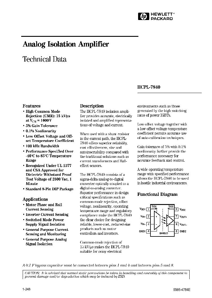 HCPL7840_94300.PDF Datasheet Download --- IC-ON-LINE