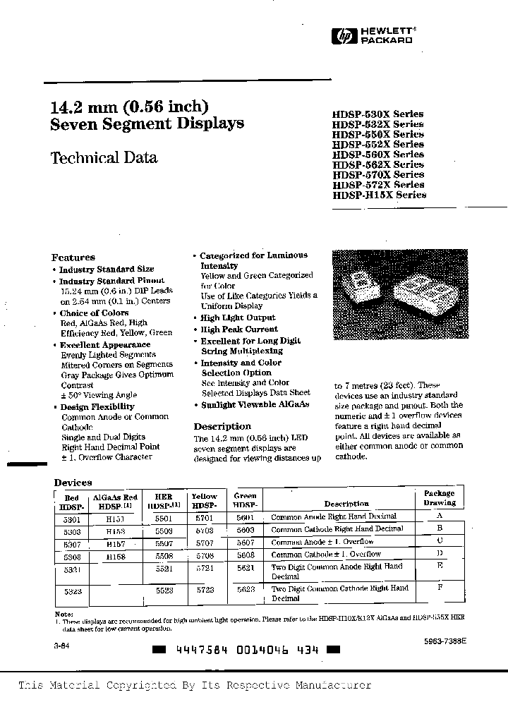 HDSP-H15X_481715.PDF Datasheet Download --- IC-ON-LINE