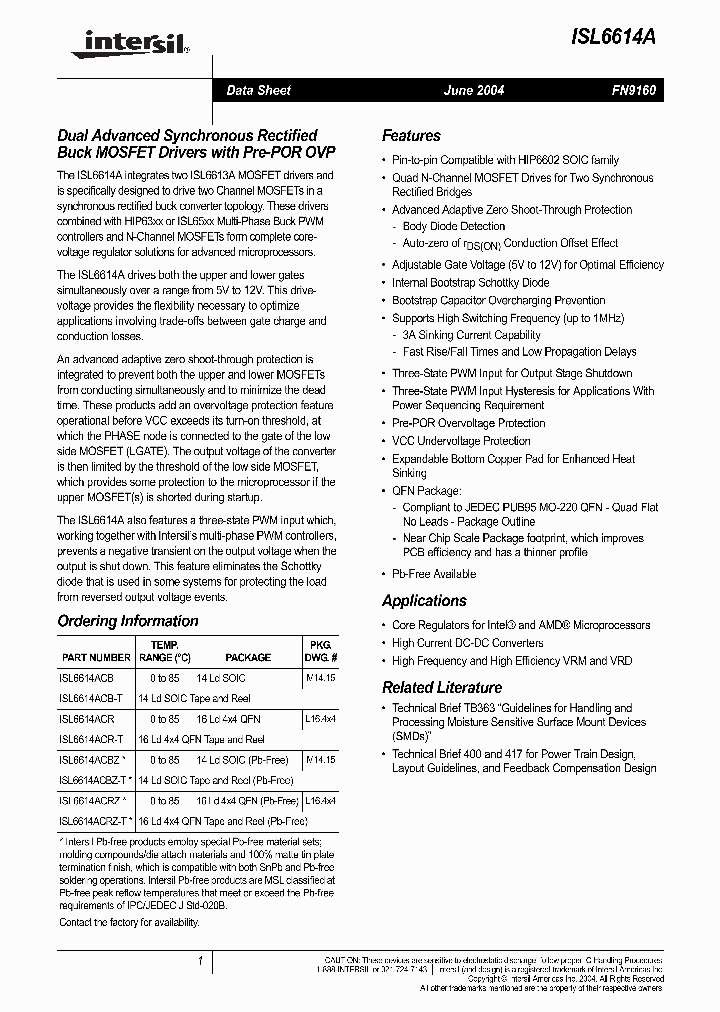 ISL6614ACRZ-T_479420.PDF Datasheet Download --- IC-ON-LINE
