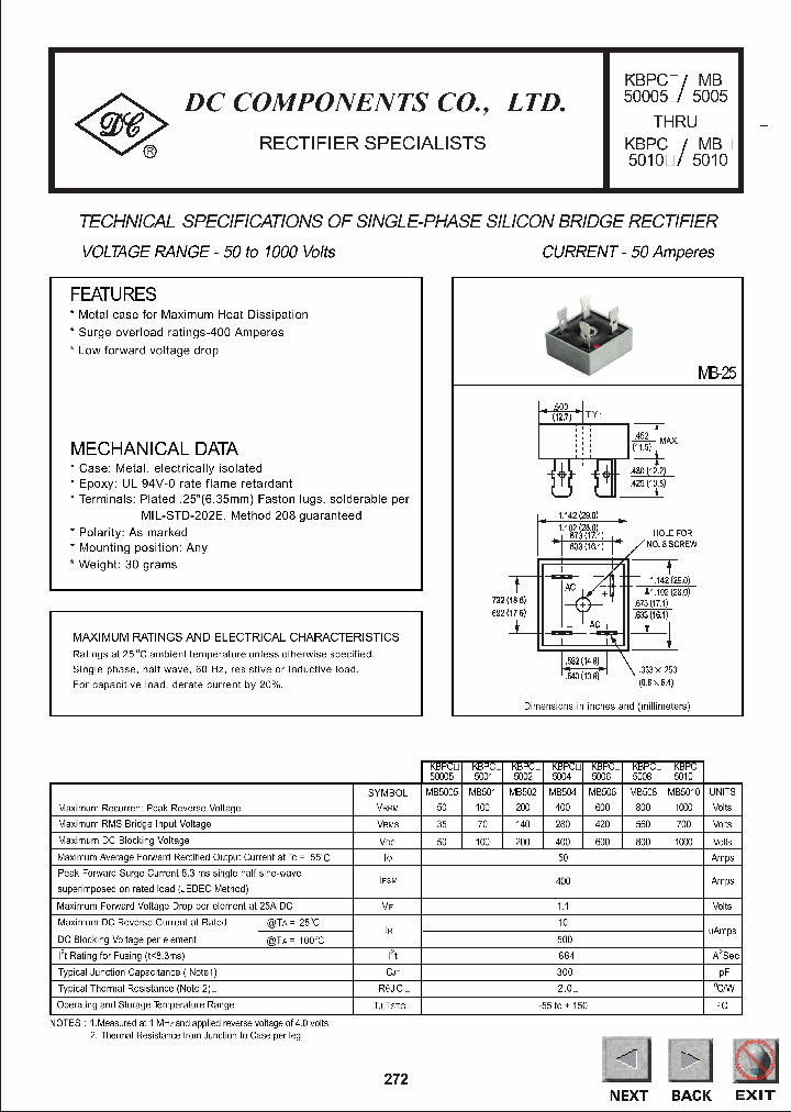 KBPC5001_480927.PDF Datasheet Download --- IC-ON-LINE
