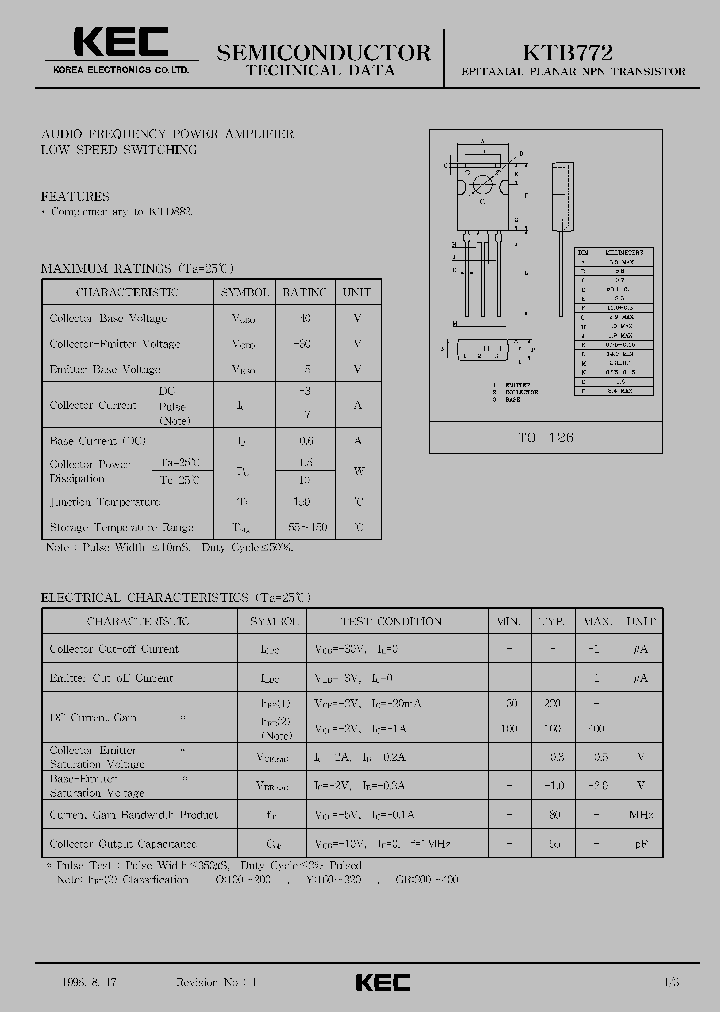 KTB772_476634.PDF Datasheet Download --- IC-ON-LINE