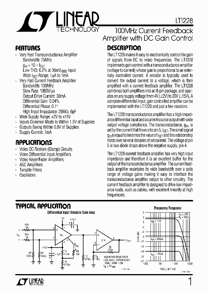 LT1228_147695.PDF Datasheet Download --- IC-ON-LINE