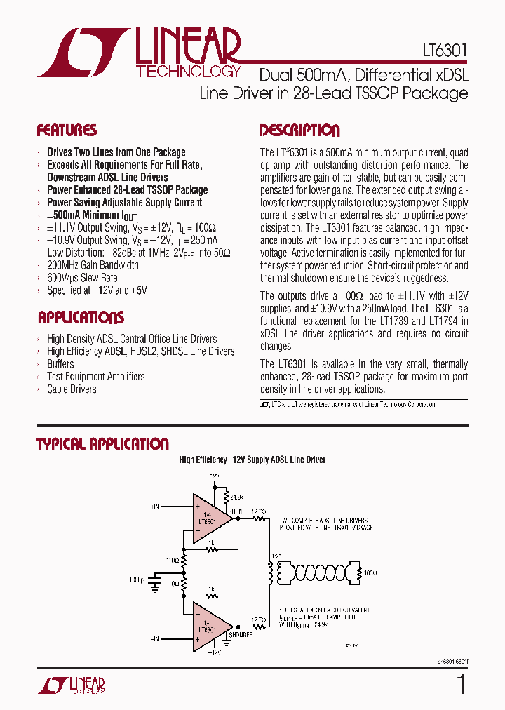LT6301IFE_469929.PDF Datasheet Download --- IC-ON-LINE