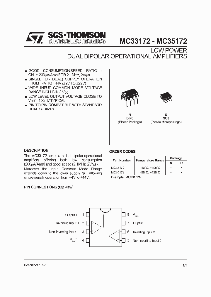 MC33172-MC35172_30926.PDF Datasheet Download --- IC-ON-LINE