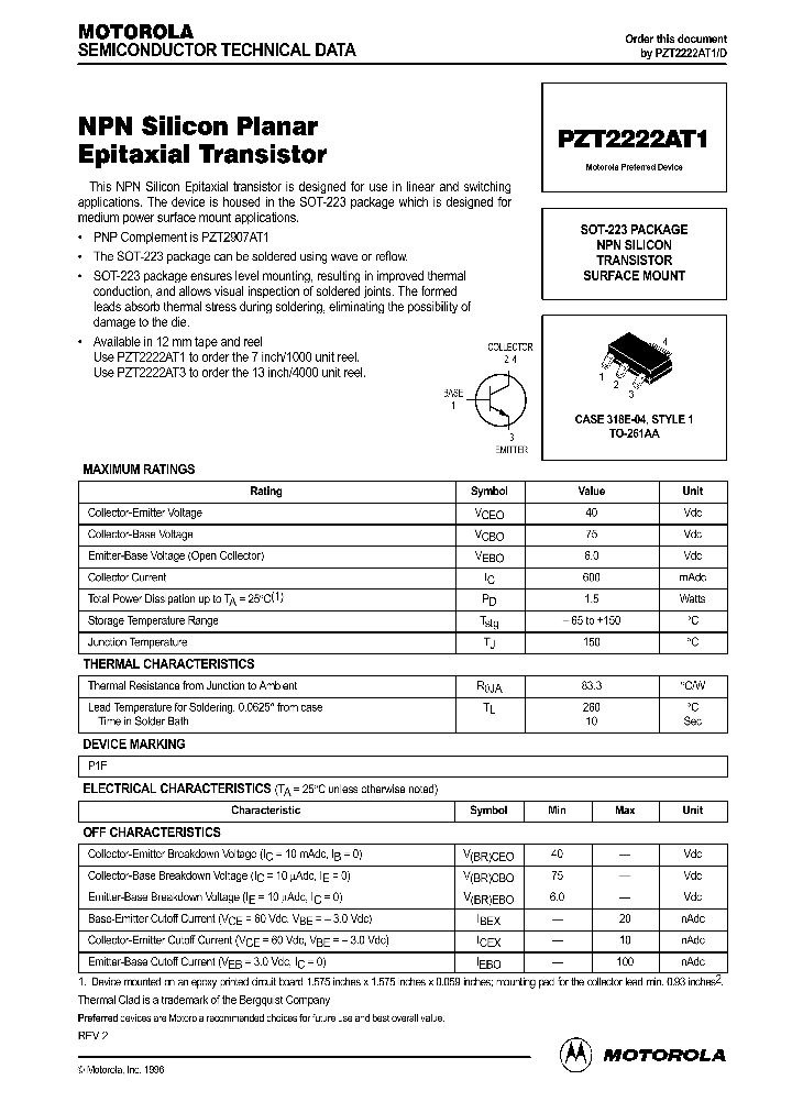 PZT2222AT1_174868.PDF Datasheet Download --- IC-ON-LINE