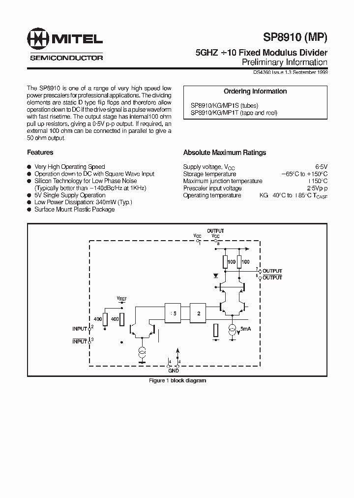 SP8910_463760.PDF Datasheet Download --- IC-ON-LINE