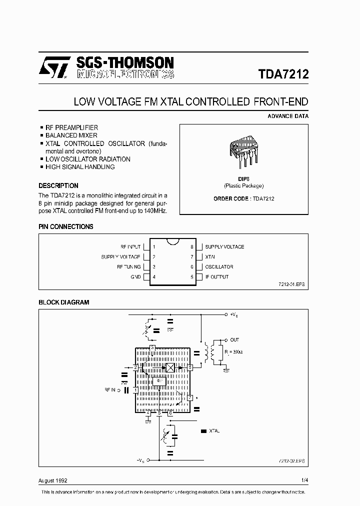 TDA7212_453376.PDF Datasheet Download --- IC-ON-LINE