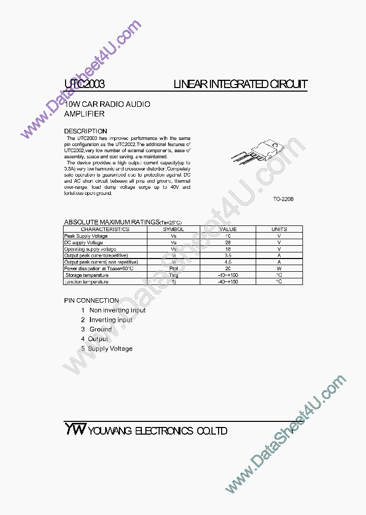Tda2003v Datasheet
