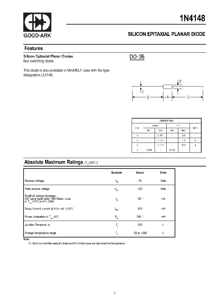 1N4148_549880.PDF Datasheet Download --- IC-ON-LINE