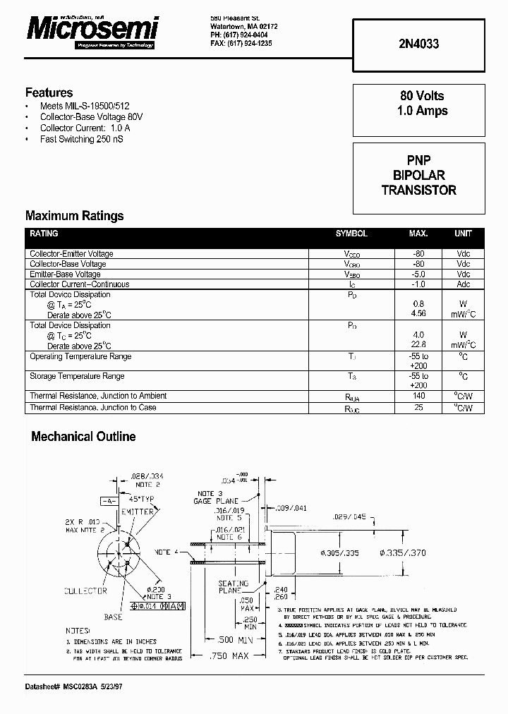 2N4033_547615.PDF Datasheet Download --- IC-ON-LINE