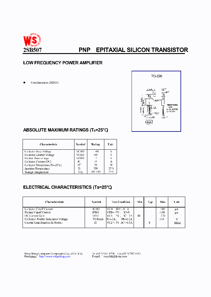 2SB507_495372.PDF Datasheet Download --- IC-ON-LINE