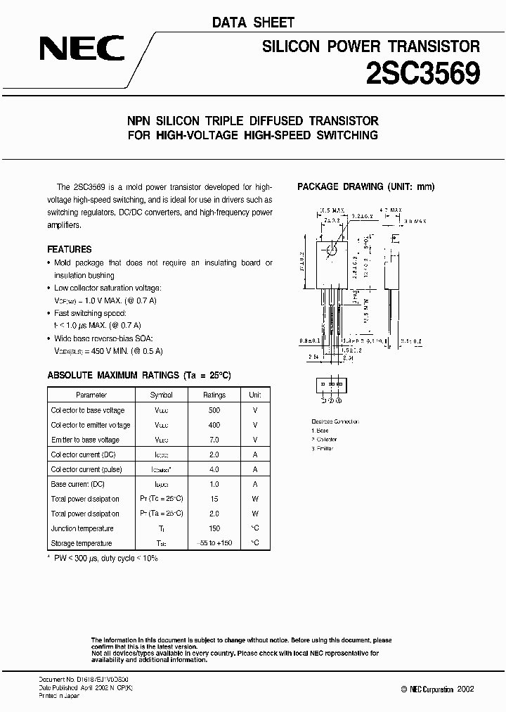2SC3569_498464.PDF Datasheet Download --- IC-ON-LINE