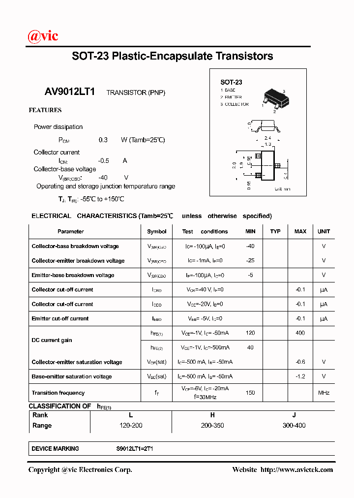 AV9012LT1_522566.PDF Datasheet Download --- IC-ON-LINE