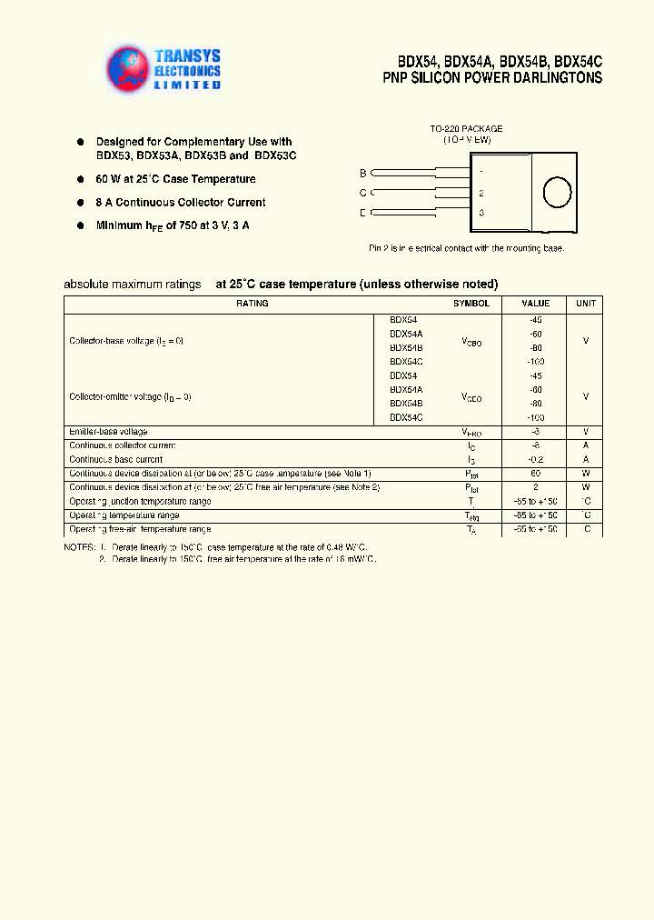 BDX54_487095.PDF Datasheet Download --- IC-ON-LINE