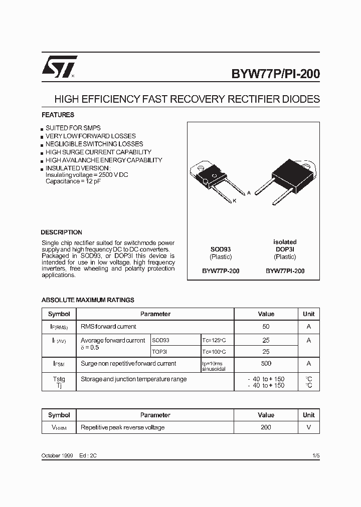 BYW77PI200_491067.PDF Datasheet Download --- IC-ON-LINE
