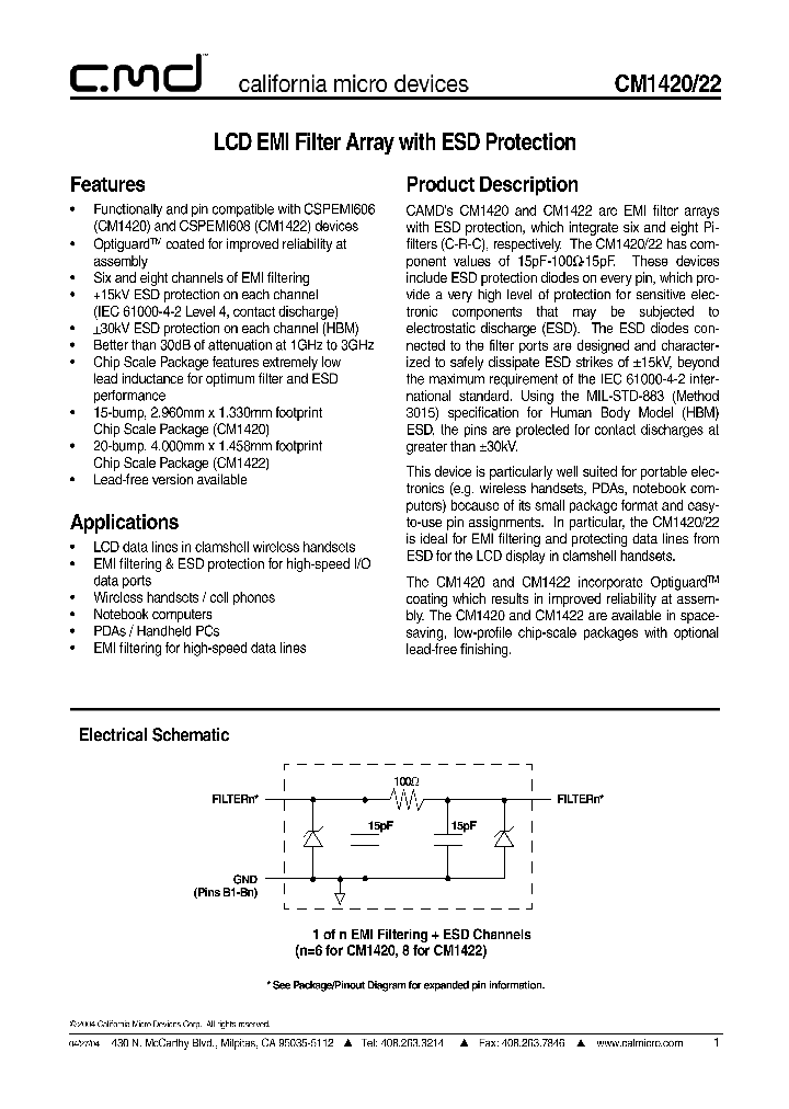 CM1422_505775.PDF Datasheet Download --- IC-ON-LINE