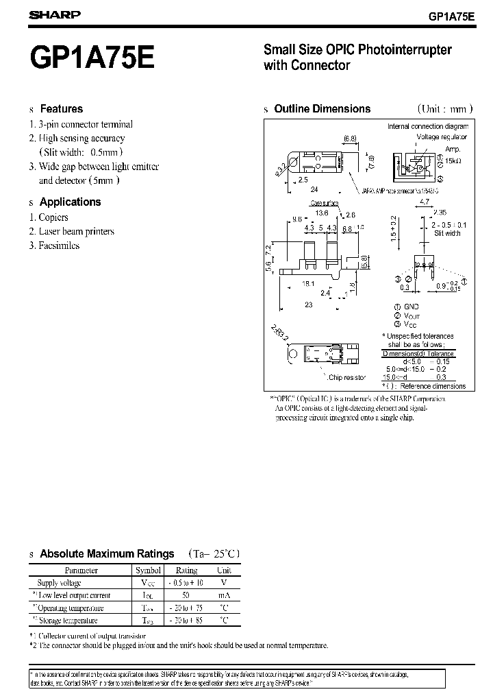 GP1A75E_523492.PDF Datasheet Download --- IC-ON-LINE