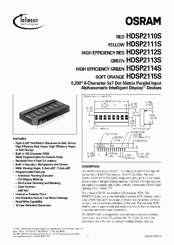 HDSP2111S_511989.PDF Datasheet Download --- IC-ON-LINE