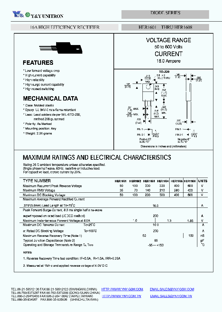HER1603_558178.PDF Datasheet Download --- IC-ON-LINE