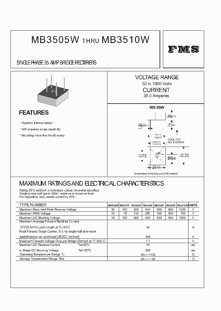 MB356W_533514.PDF Datasheet Download --- IC-ON-LINE