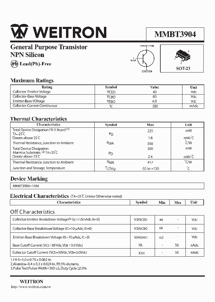 MMBT3904_505082.PDF Datasheet Download --- IC-ON-LINE