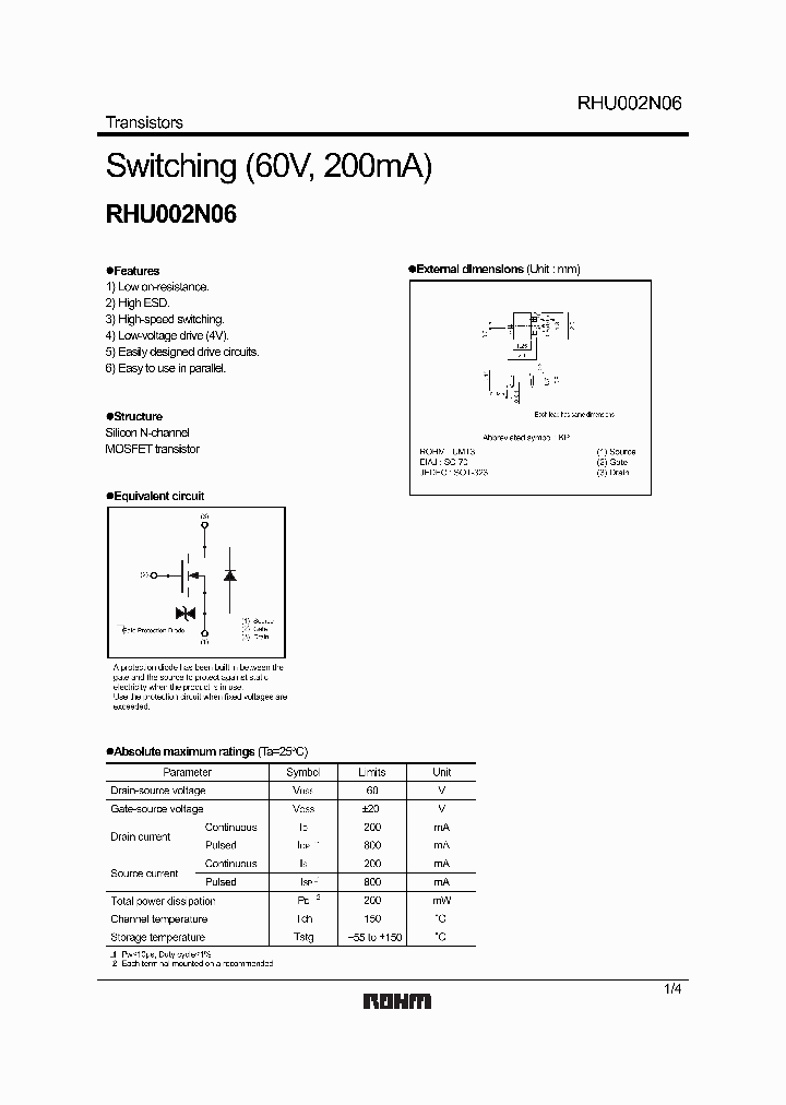 RHU002N06_542629.PDF Datasheet Download --- IC-ON-LINE