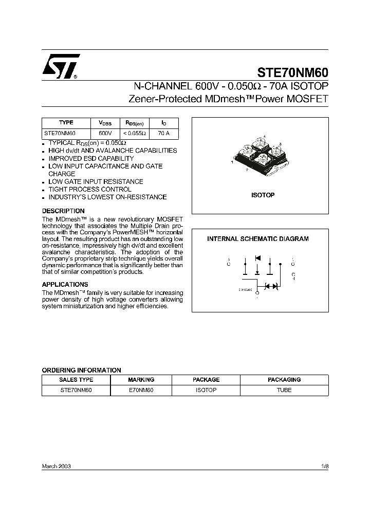 STE70NM60_501638.PDF Datasheet Download --- IC-ON-LINE