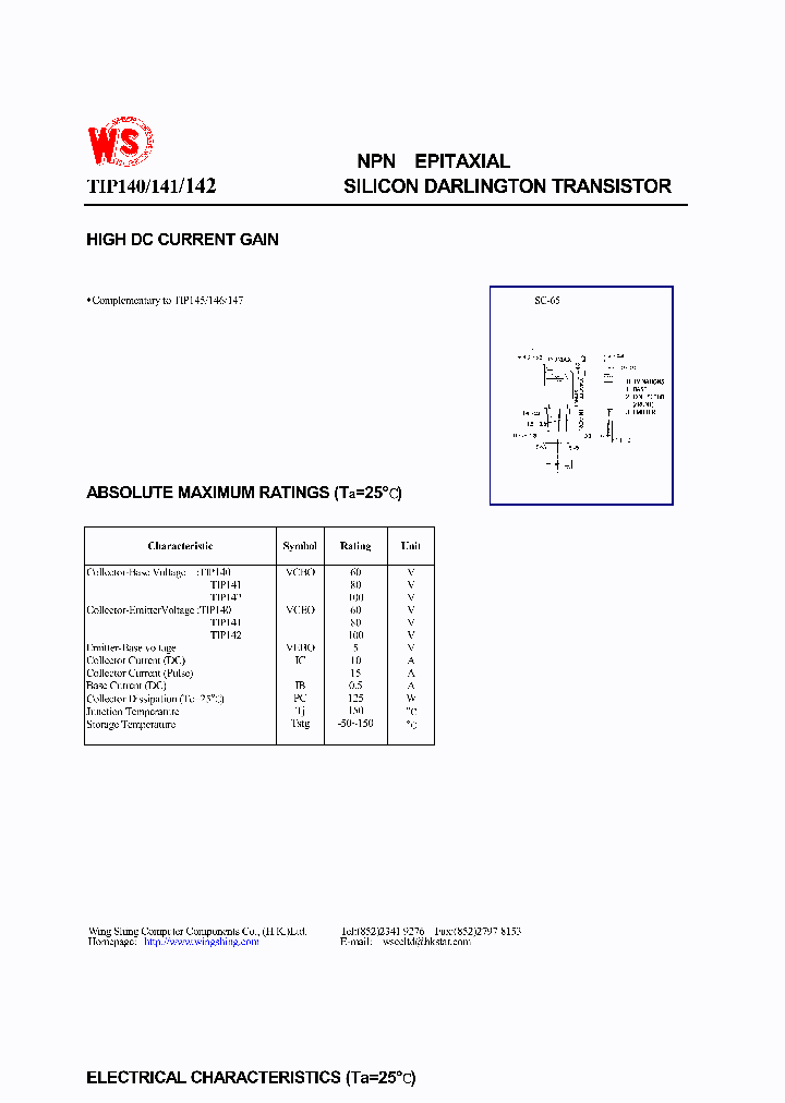 TIP140_550631.PDF Datasheet Download --- IC-ON-LINE