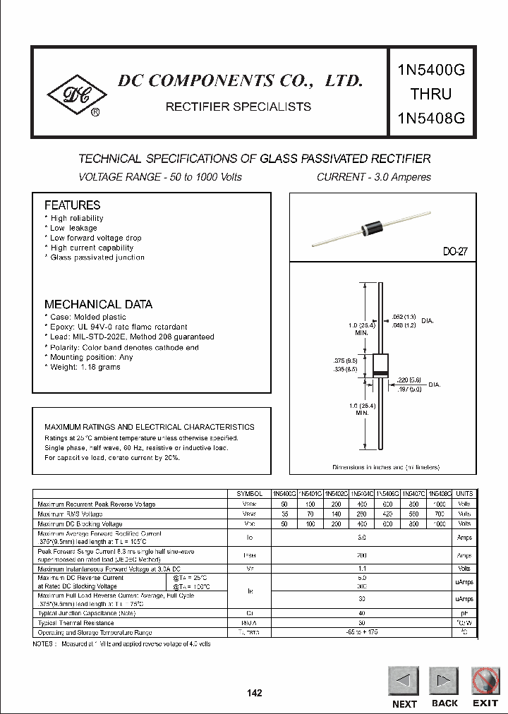 1N5404G_559566.PDF Datasheet Download --- IC-ON-LINE